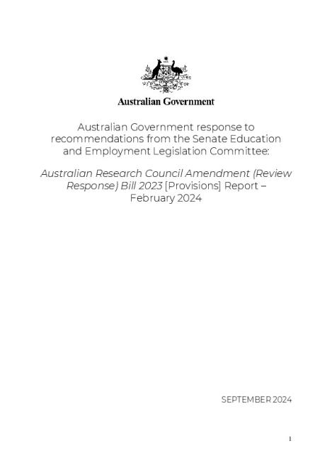 Response to Education and Employment Legislation Committee Report – ARC ...